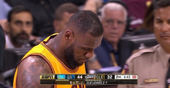 LeBron James Gets a Camera Lens-Shaped Cut on Head During NBA Finals