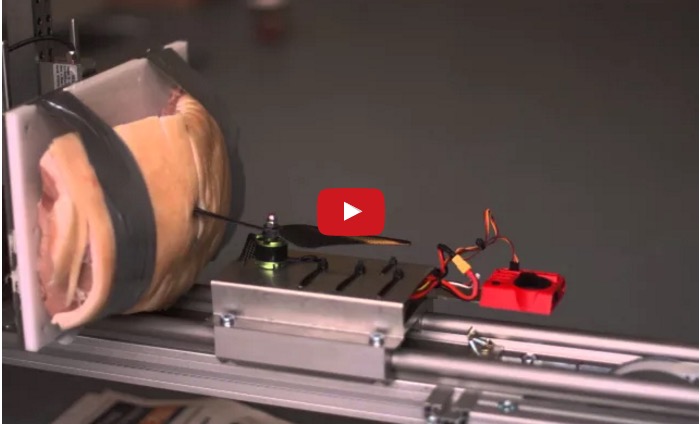 Watch This Video of a Drone Prop Cutting Into Raw Flesh
